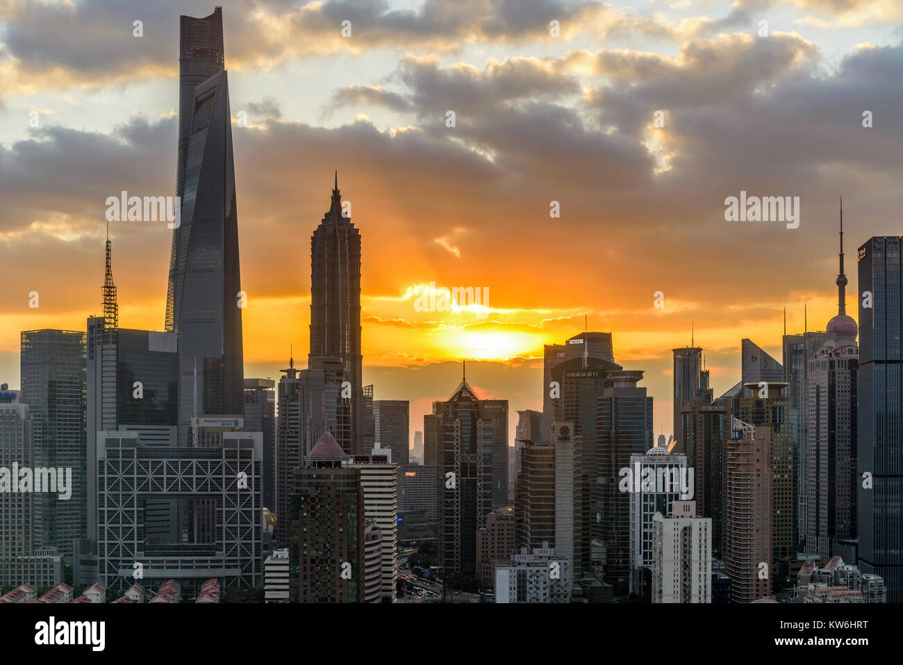Sunset Shanghai - A sunset panoramic view of Shanghai skyline ...