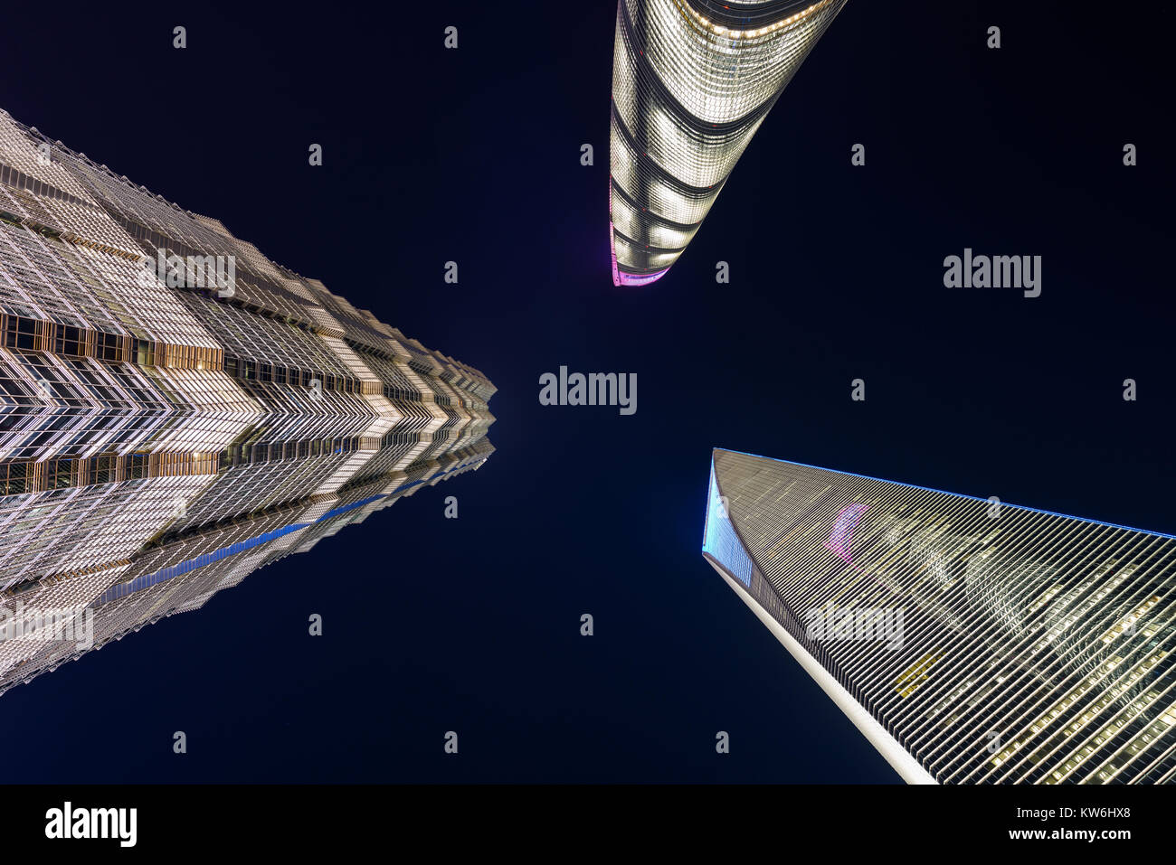 Skyscrapers on Night Sky - Three tallest Shanghai skyscrapers, Shanghai ...