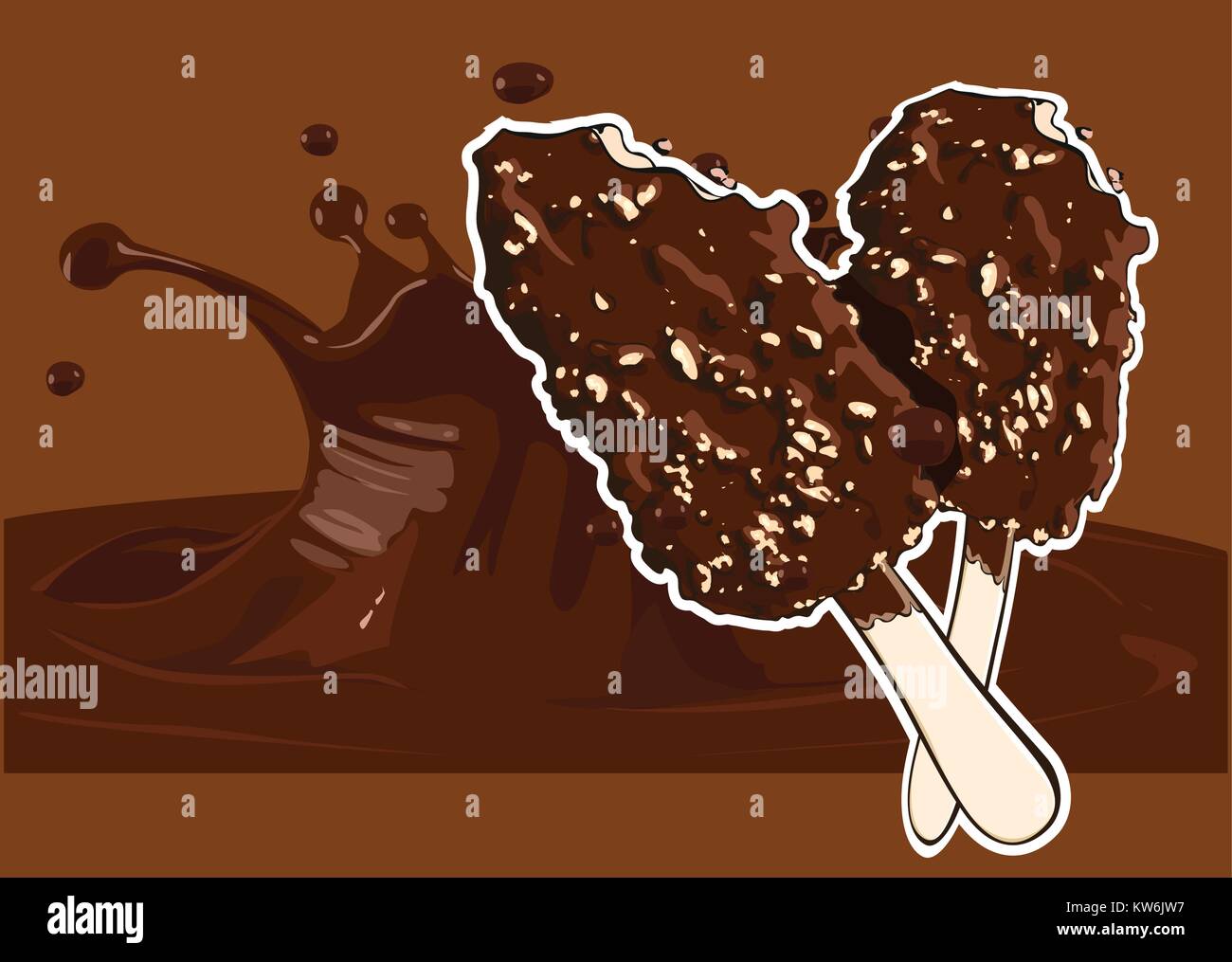 Ice cream covered with chocolate and almonds sticks vector Stock Vector ...