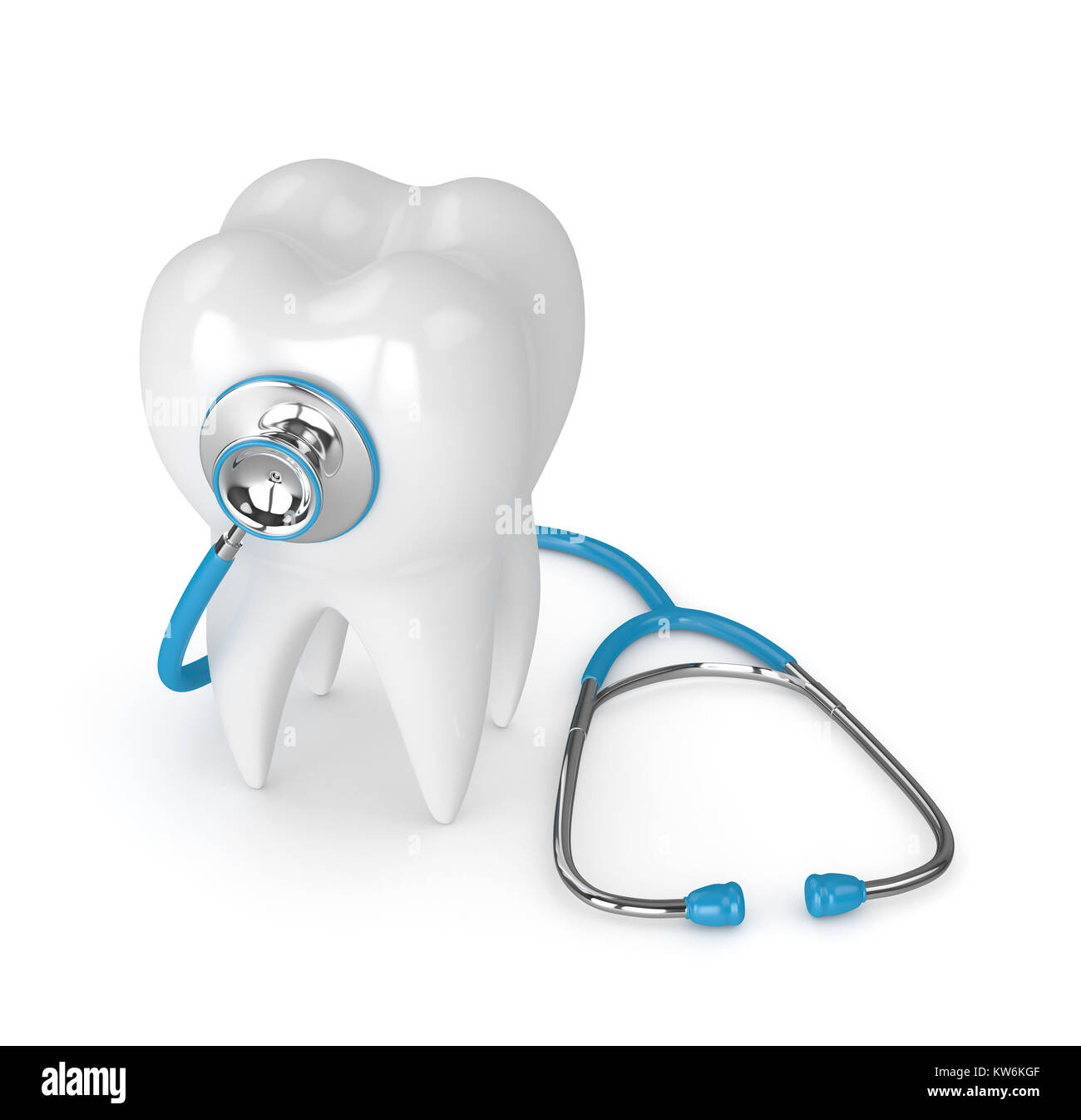 3d render of tooth with stethoscope over white background Stock Photo ...