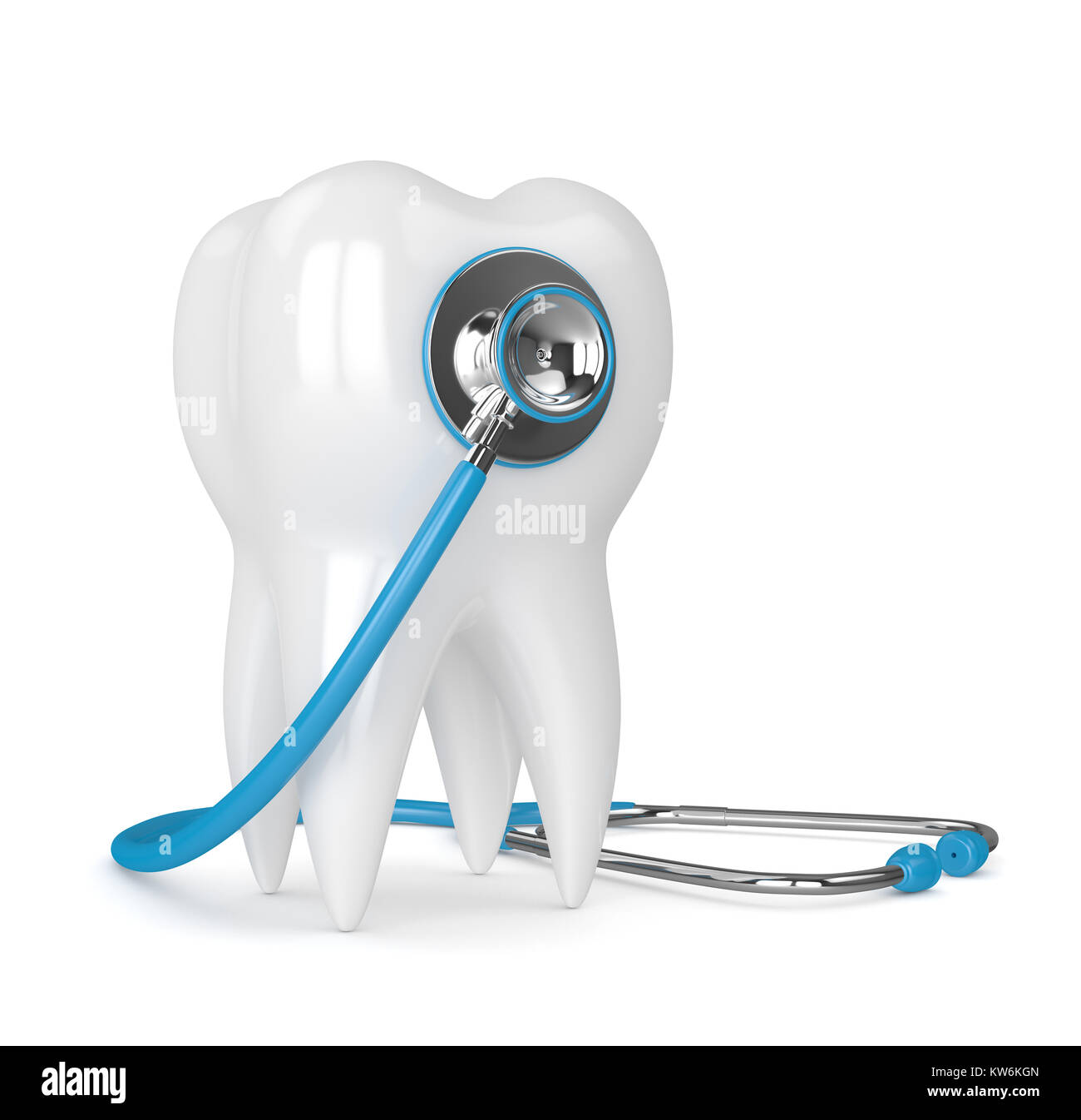 3d render of tooth with stethoscope over white background Stock Photo ...