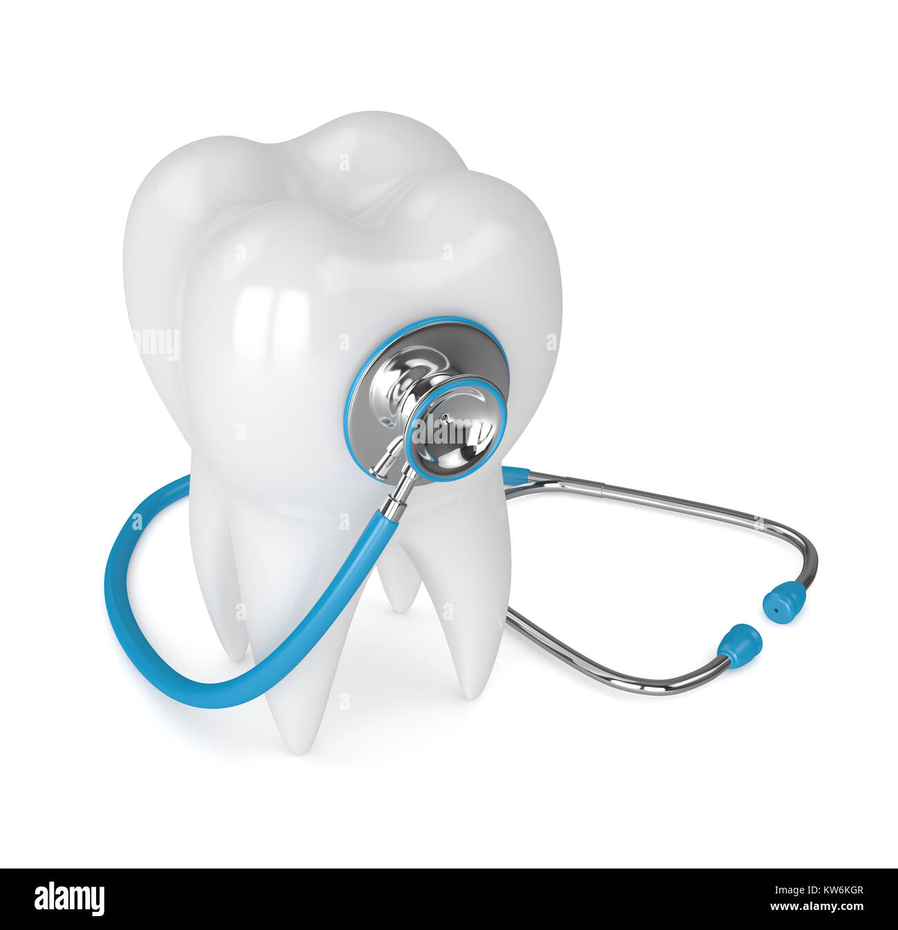 3d render of tooth with stethoscope over white background Stock Photo ...