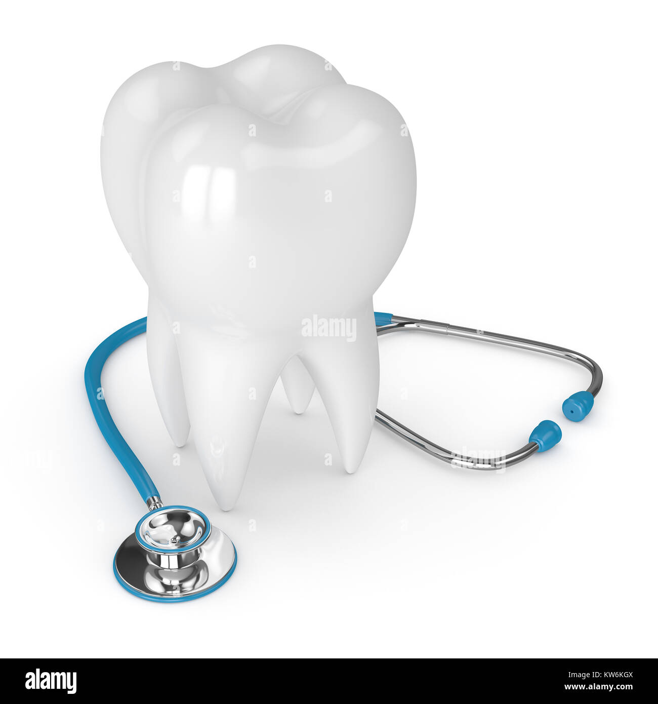 3d render of tooth with stethoscope over white background Stock Photo ...