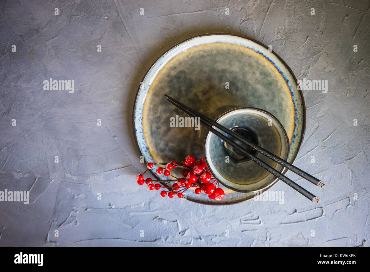Table set with chopsticks for festive dinner in eastern style Stock ...