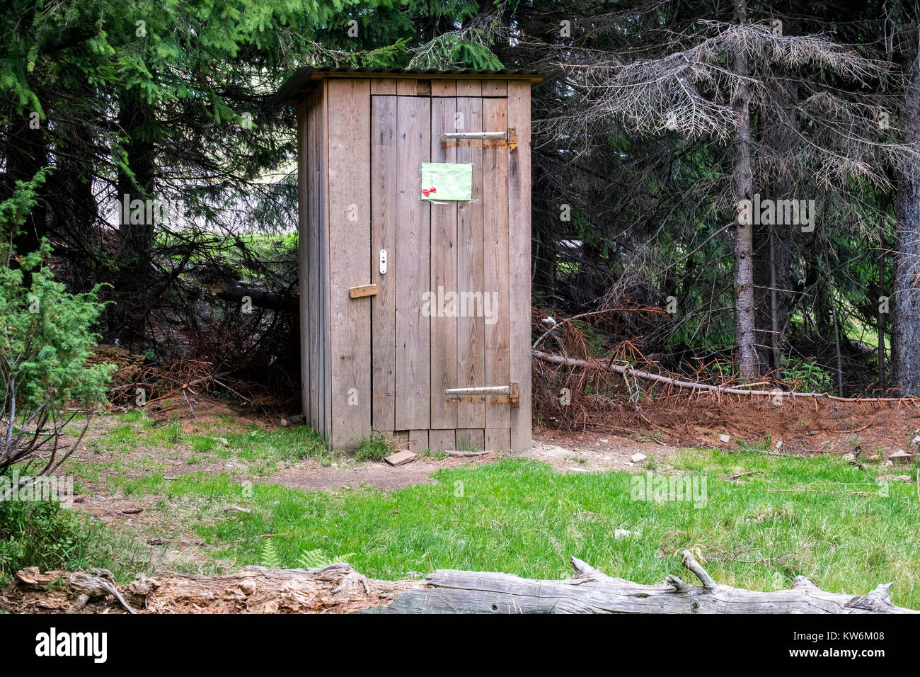 Wooden outdoor toilet built in the forest Stock Photo - Alamy