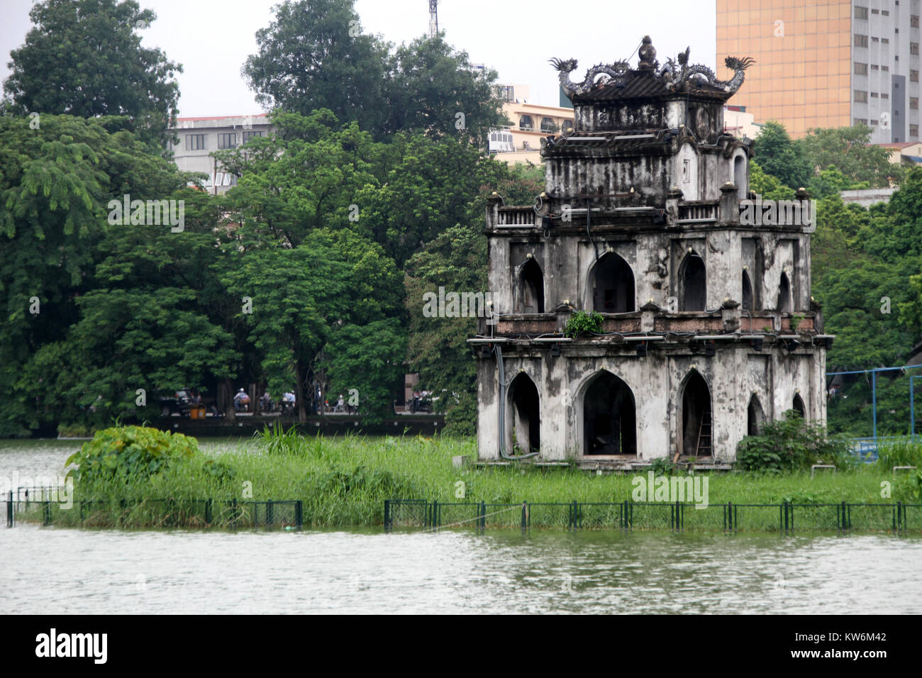 Famous pagoda on the Hoan Kiem lake in Hanoi, Vietnam Stock Photo - Alamy