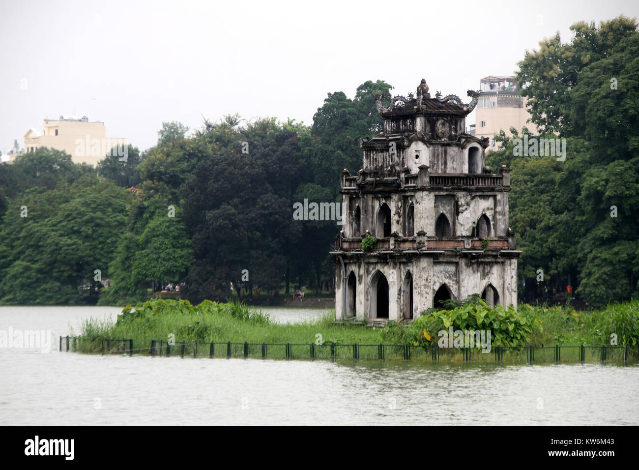 Famous pagoda on the Hoan Kiem lake in Hanoi, Vietnam Stock Photo - Alamy