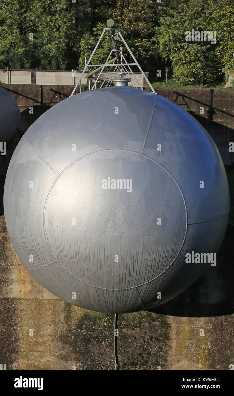 large storage tank for methane gas inside an industrial area Stock ...