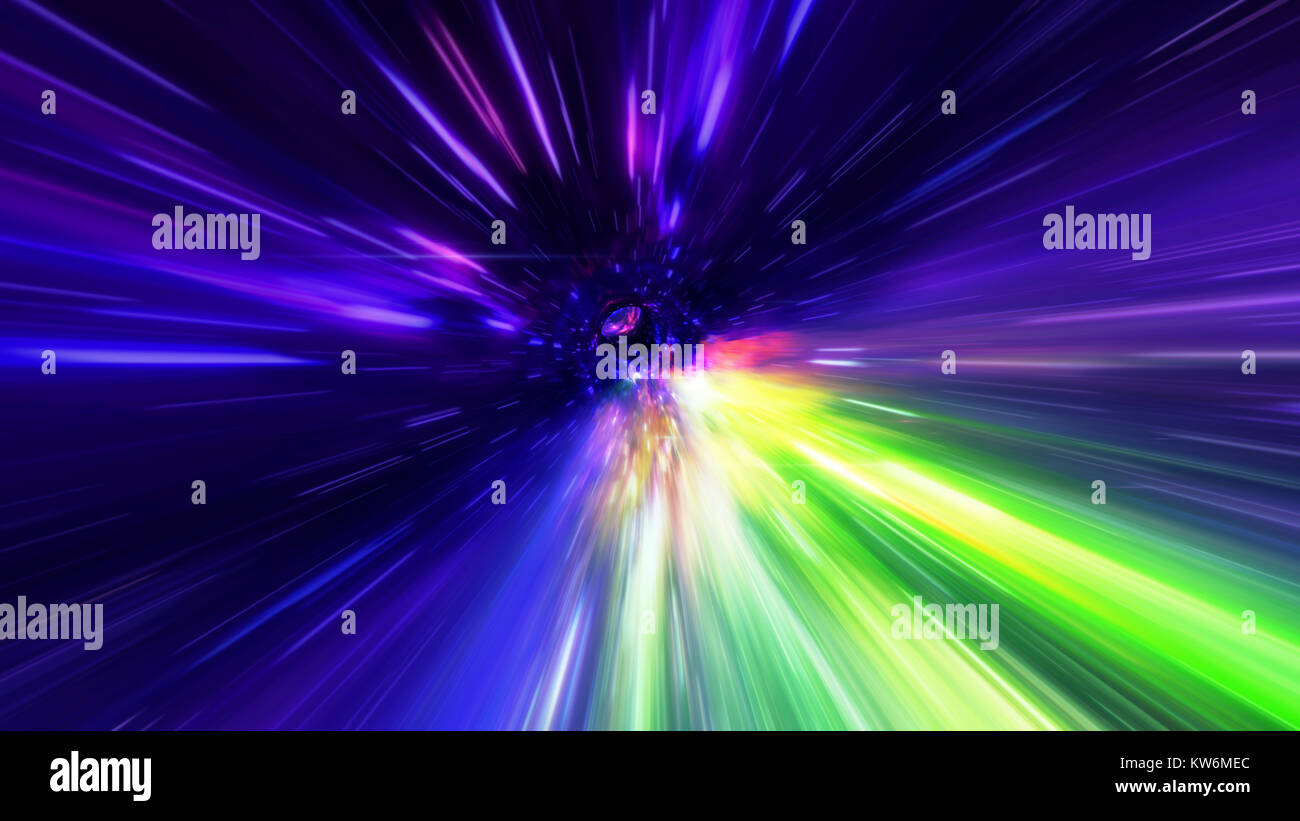 Interstellar, time travel and hyper jump in space. Flying through ...