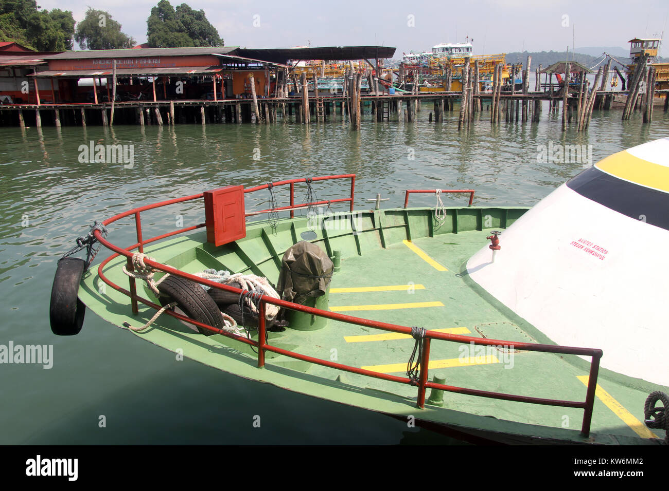 Deck of boat and pier near Pangkor island, Malaysia Stock Photo - Alamy