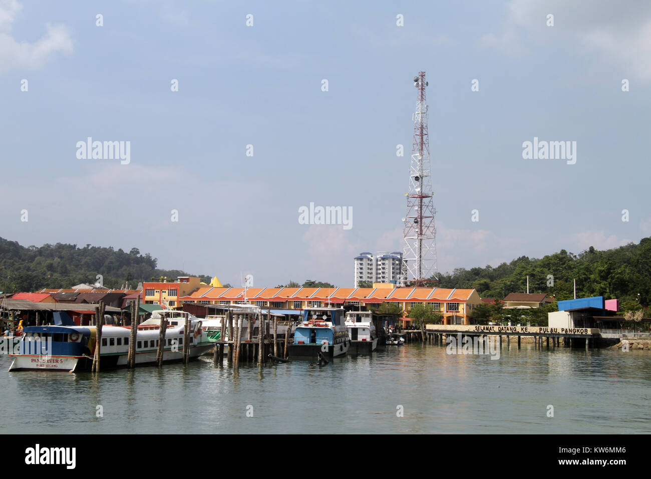 Pier and boats on the Pangkor island, Malaysia Stock Photo - Alamy