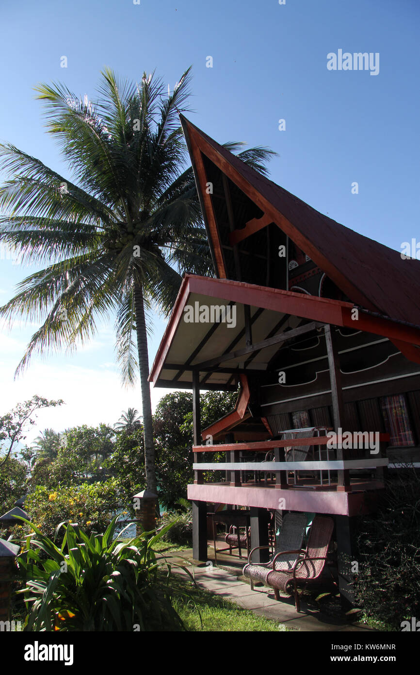 Traditional batak house on the Samosir island, Indonesia Stock Photo ...