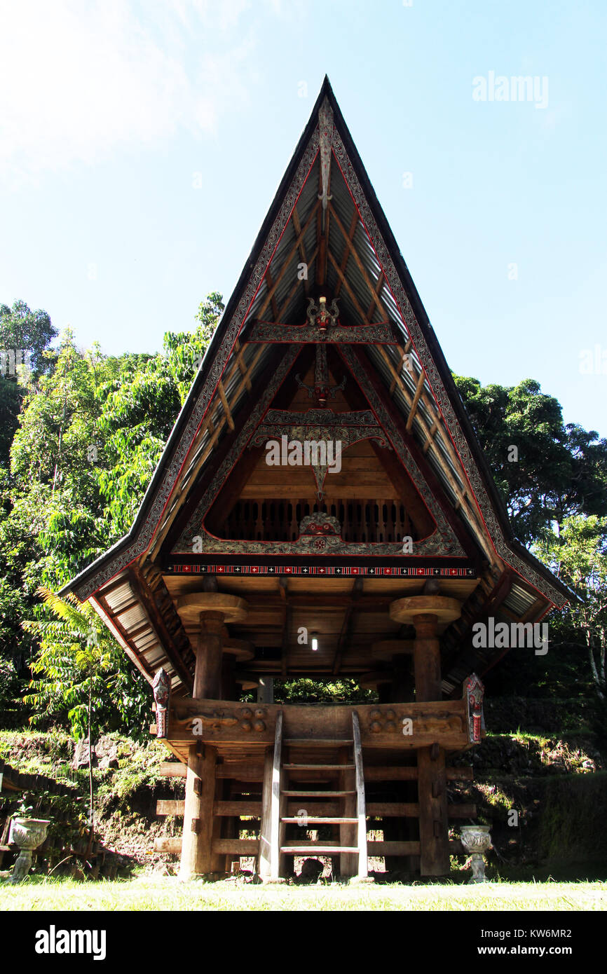 Facade of batak house in Ambarita village, Indonesia Stock Photo - Alamy