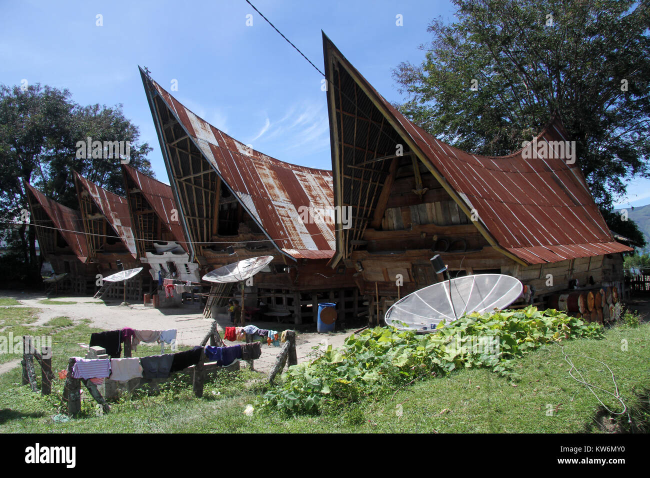 Traditional batak village on the Samosir island, Indonesia Stock Photo ...