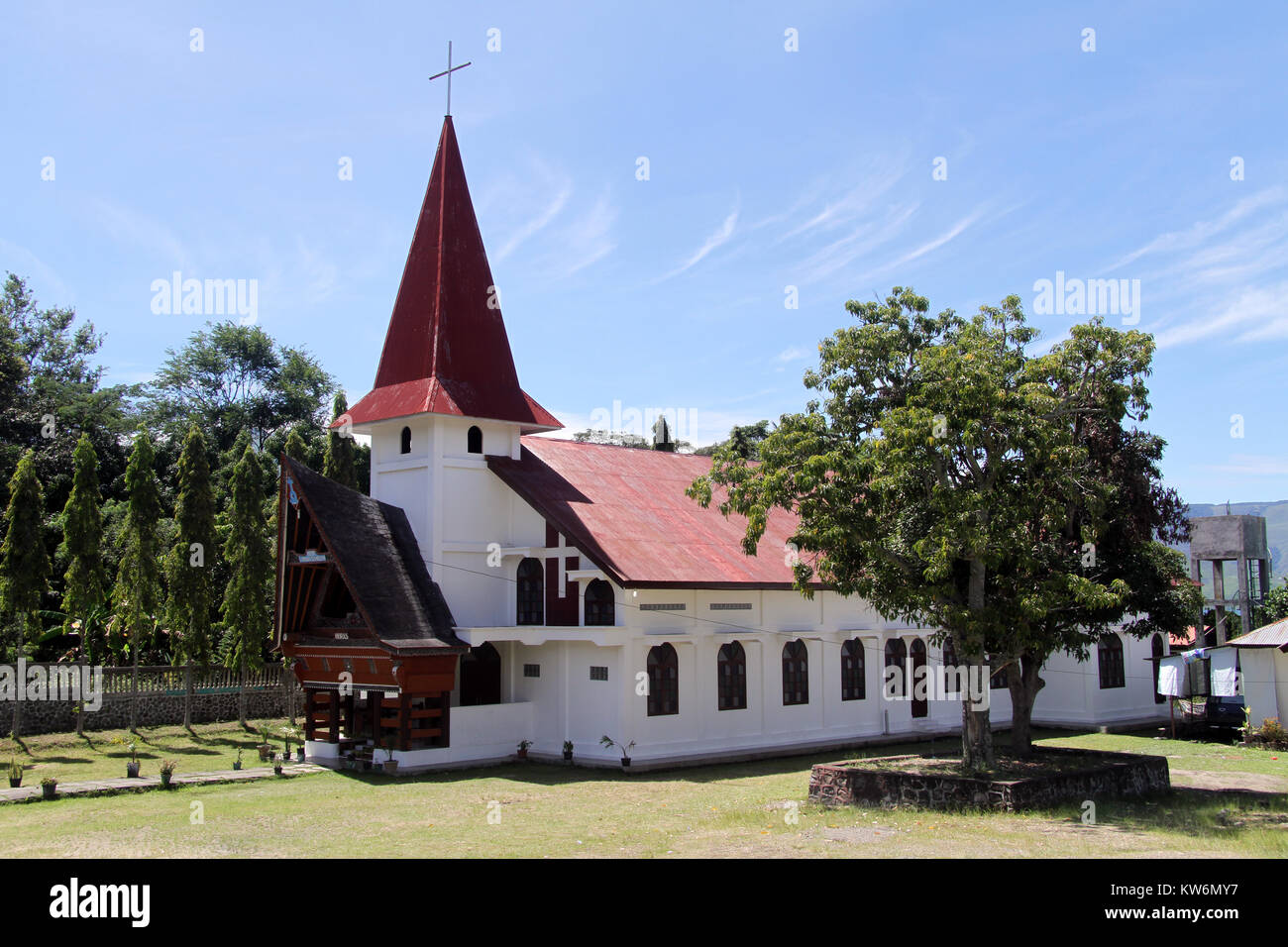 Traditional batak church on the Samosir island, Indonesia Stock Photo ...