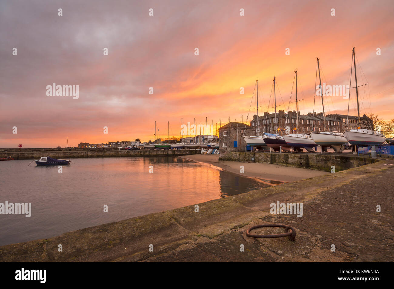 Sunrise at Fisherrow Harbour Stock Photo - Alamy