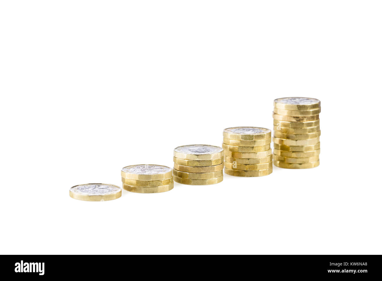Piles of uk sterling pound coins Stock Photo - Alamy