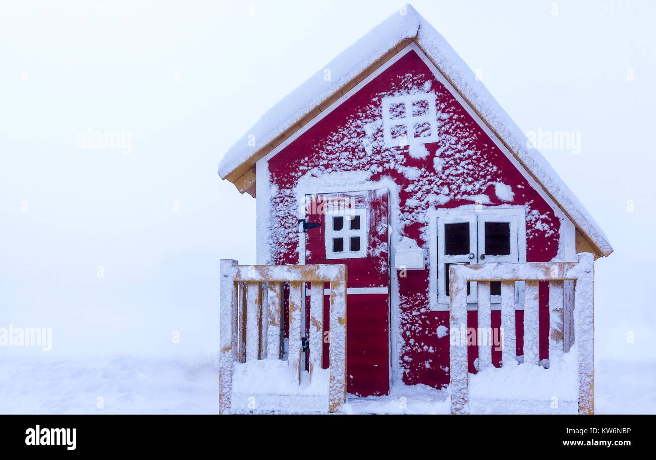 Isolated old house covered with snow Stock Photo - Alamy