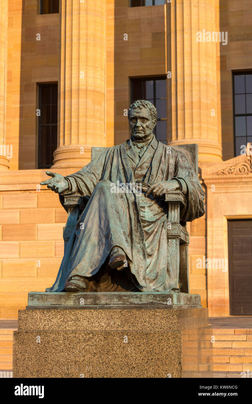 Statue of Chief Justice John Marshall in front of the north facade of ...