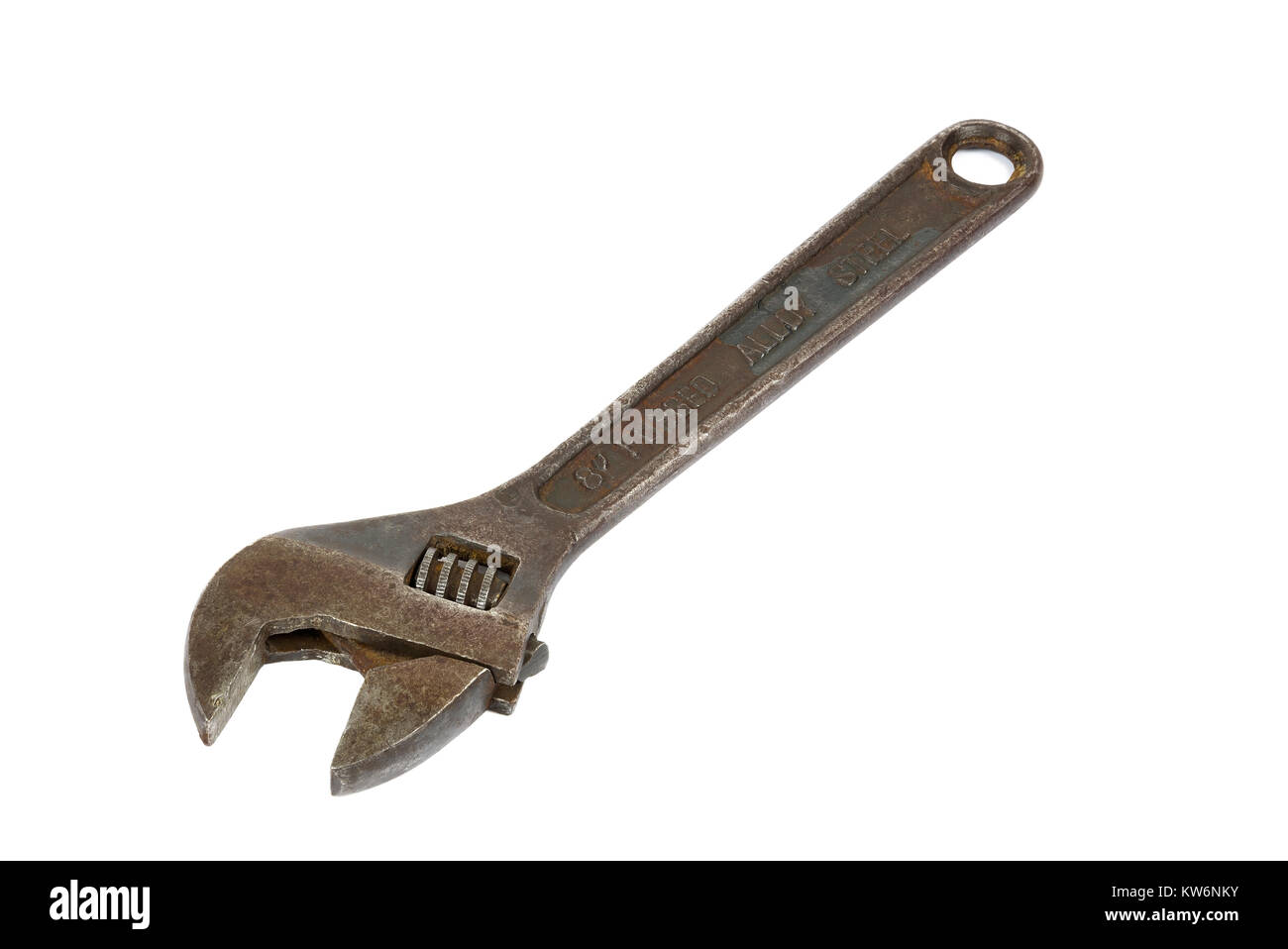 Rusty adjustable wrench isolated on white background with clipping path ...