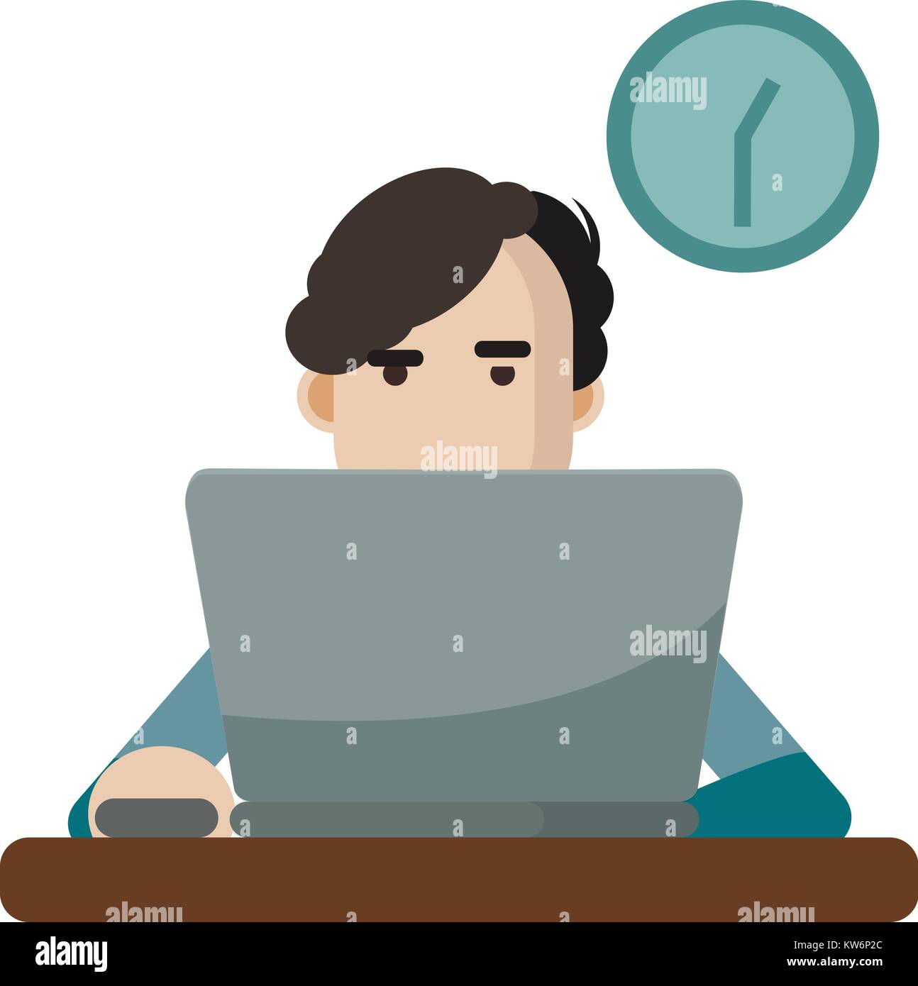 Vector illustration of a man using a laptop Stock Vector Image & Art ...