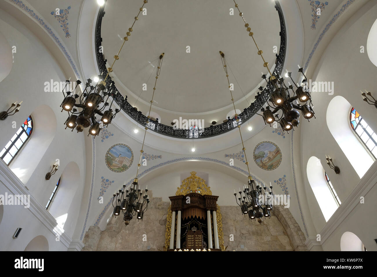 Inner dome ceiling of the reconstructed Hurva synagogue also known as ...