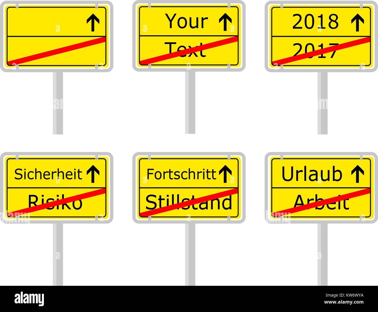 Typical German Town Exit Sign with different text samples Stock Vector ...