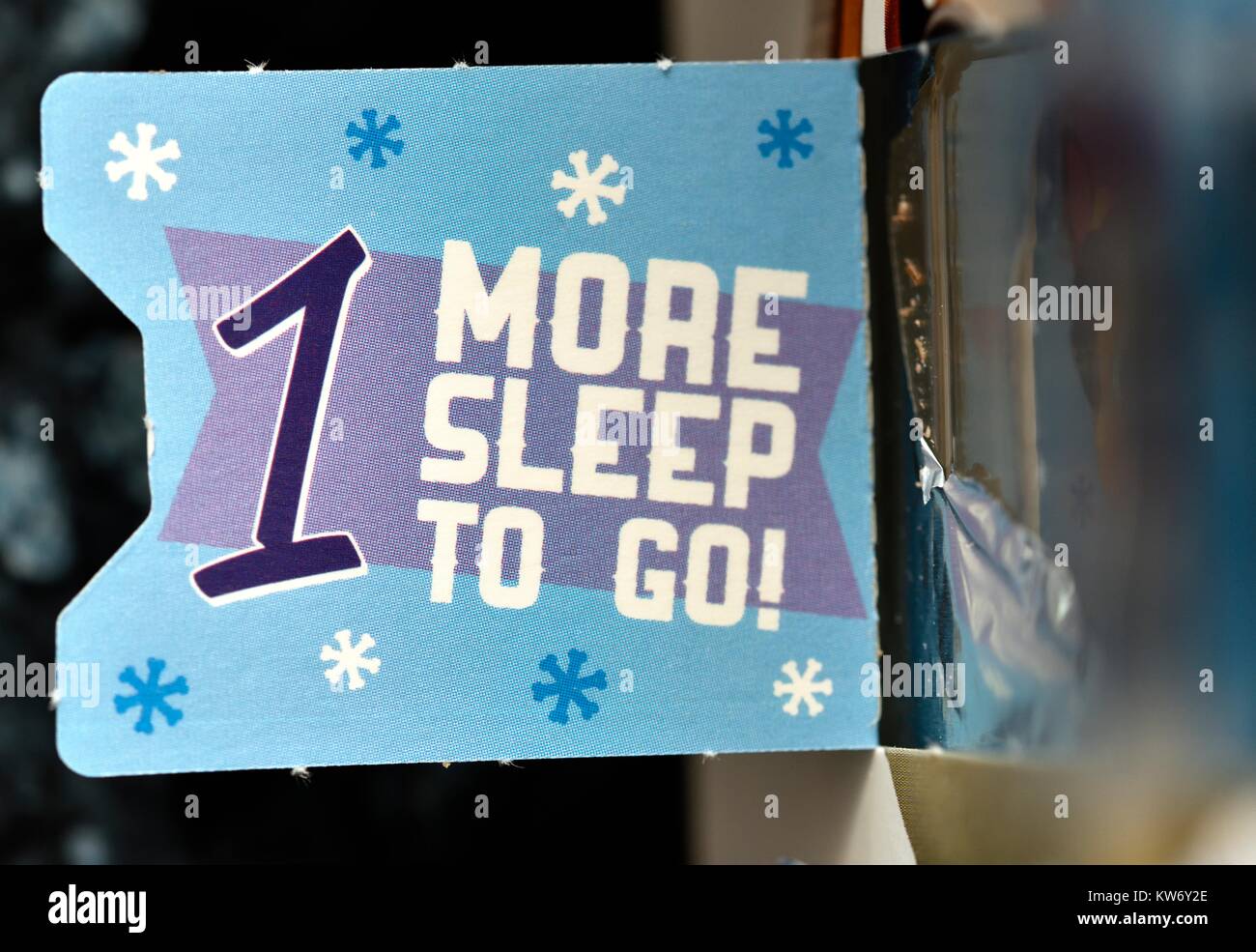 1 more sleep to go open window on an Advent calendar Stock Photo - Alamy