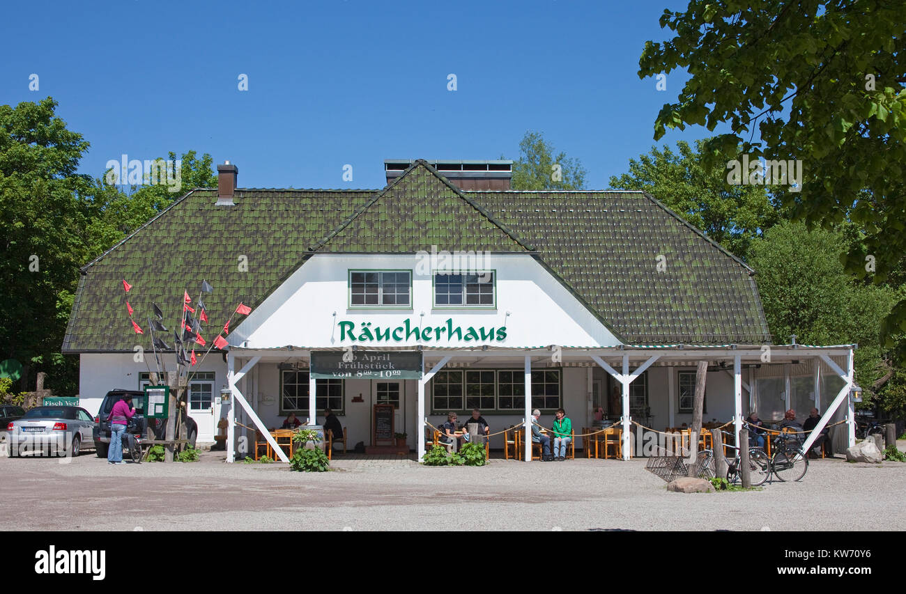 Kipper house, fish restaurant at the harbour of Althagen, Ahrenshoop ...