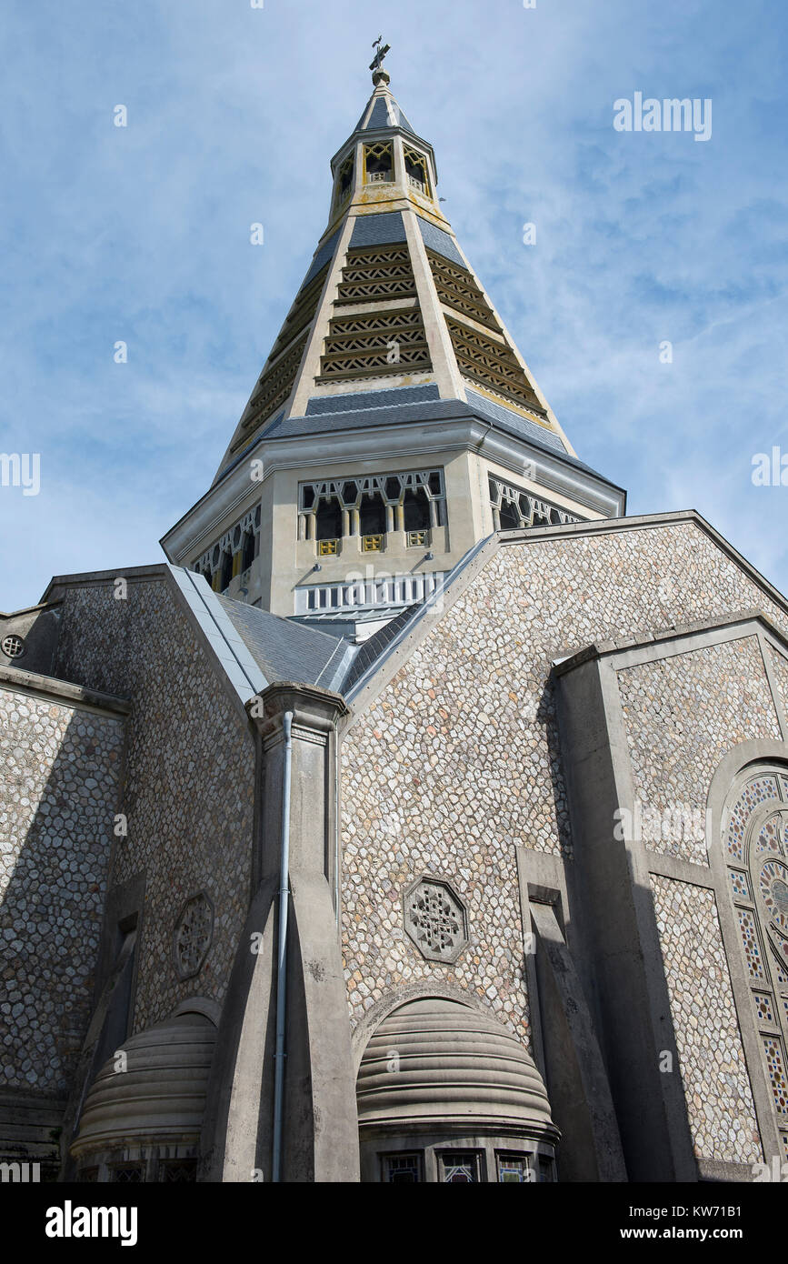 Saint Julien Church in Domfront, France was erected in 1924 in a neo ...