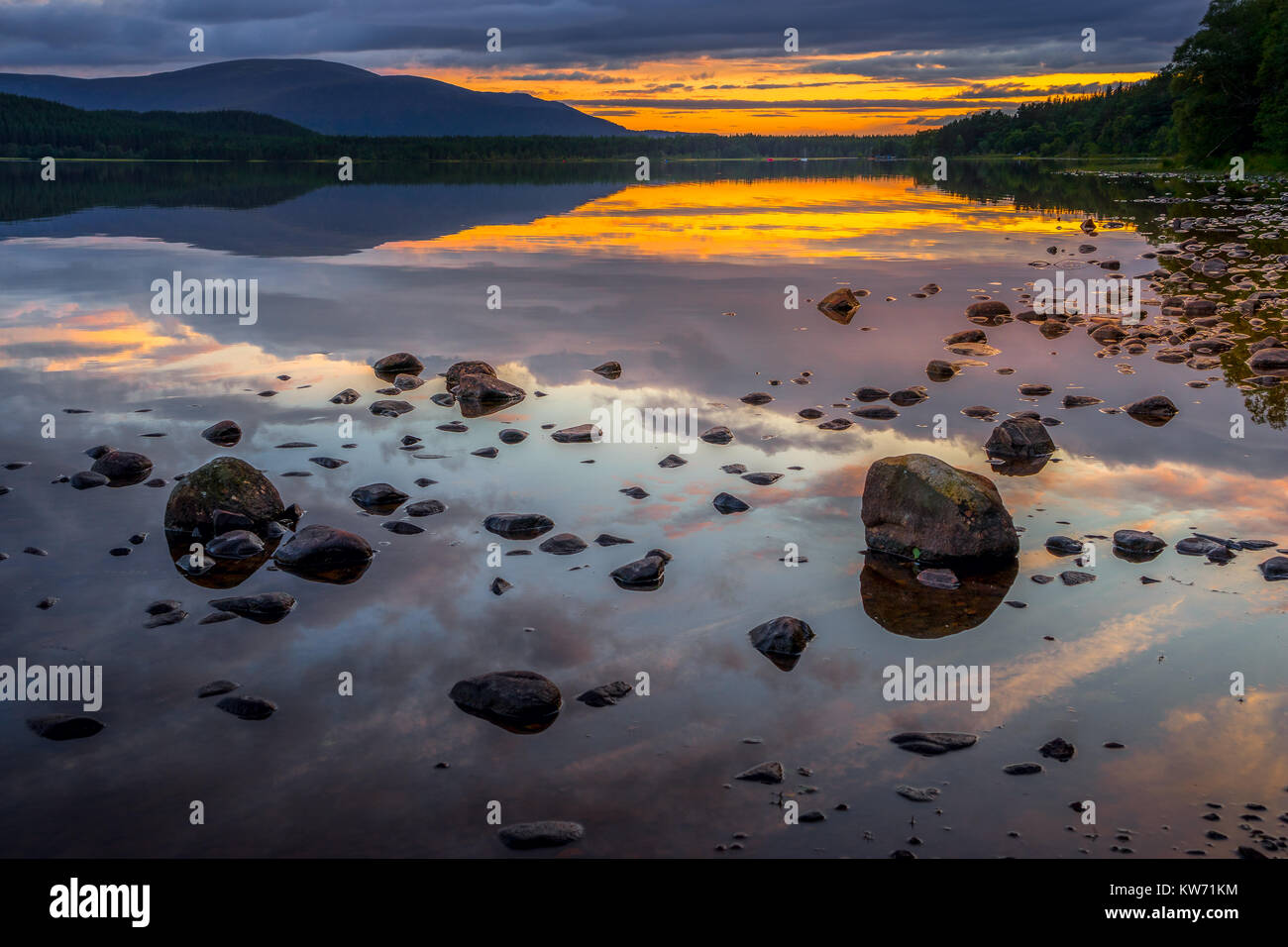 Loch Morlich at sunset Stock Photo - Alamy