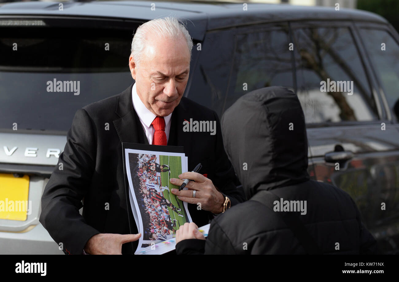 AFC Bournemouth Chairman Jeff Mostyn signs autographs before the ...