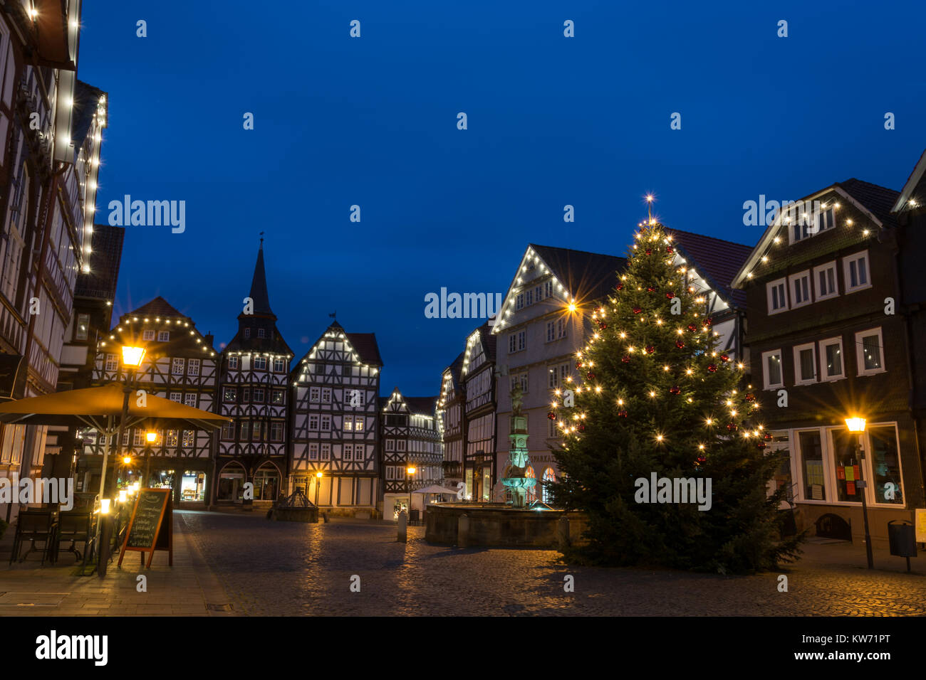 FRITZLAR, GERMANY: 25th December 2017: The marketplace of Fritzlar with ...