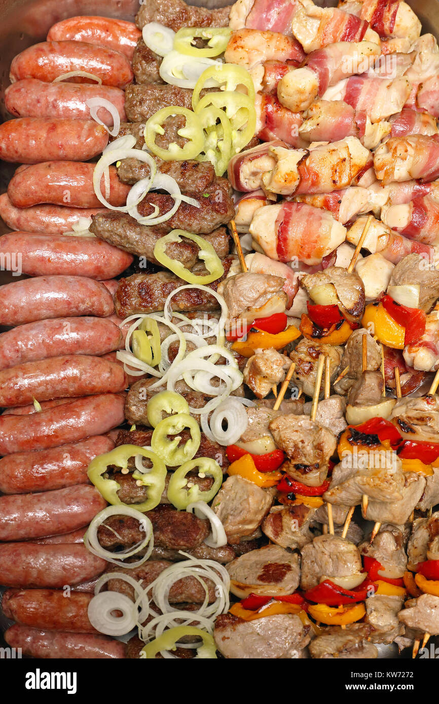 Grilled Mix Meat Prepared On Barbecue Stock Photo - Alamy