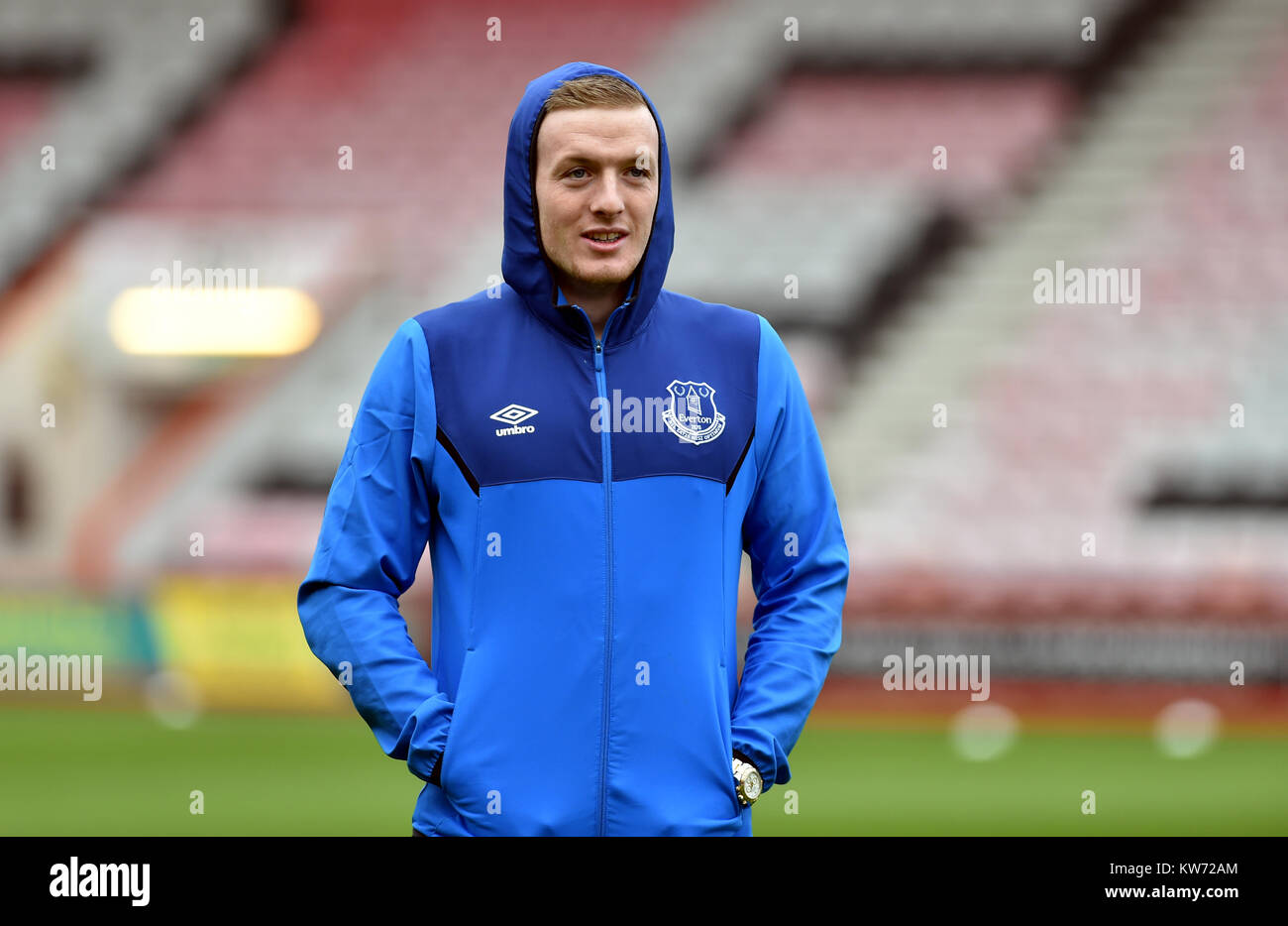 Everton goalkeeper Jordan Pickford before the Premier League match at ...