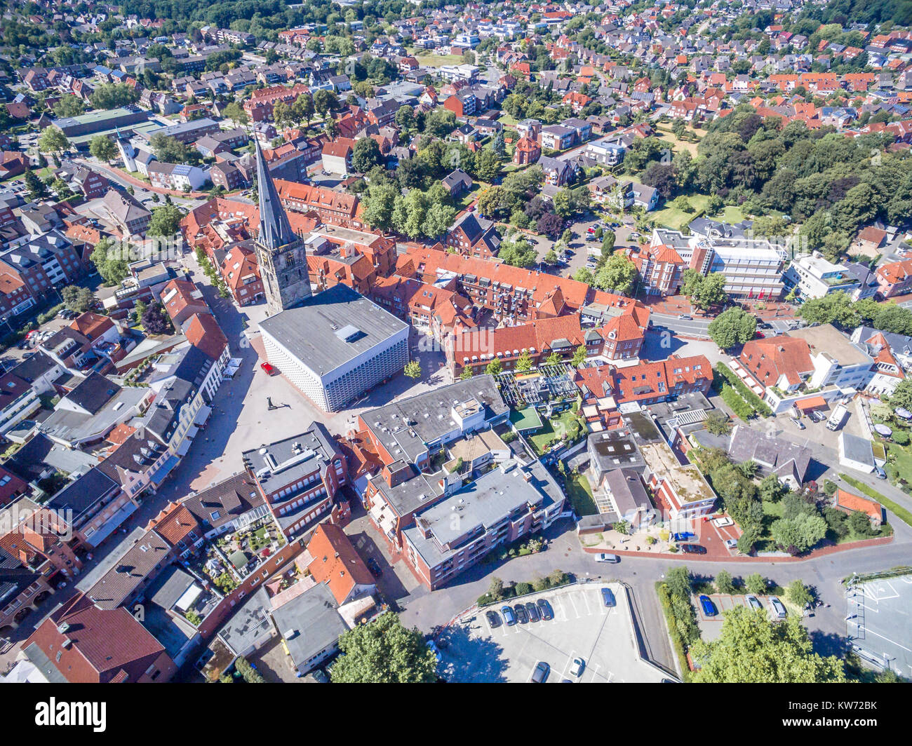 Aerial view of the historic city of Ahaus in Westphalia, Germany ...