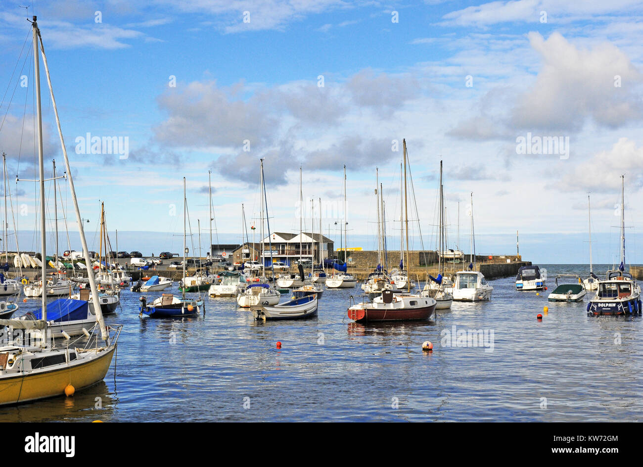 The harbour, Aberaeron, looking out to sea. October Stock Photo - Alamy