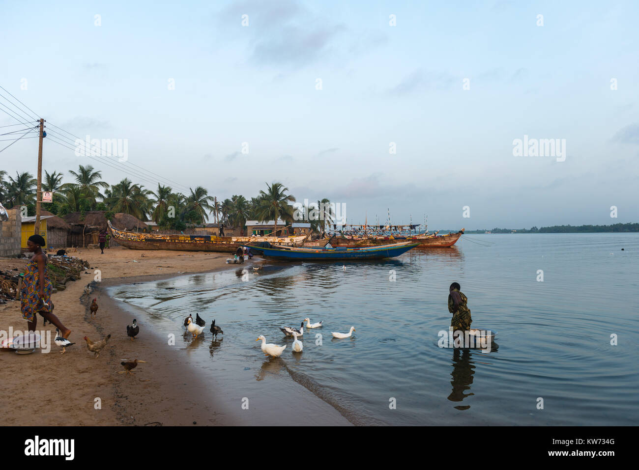 In the village of Ada Foah people live very close to the riverside ...