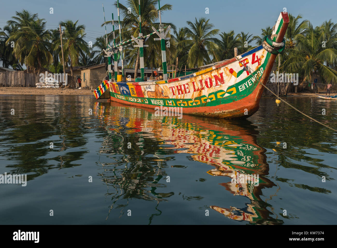 Traditional fishing boats, Volta River, Ada Foah,Greater Accra Region ...