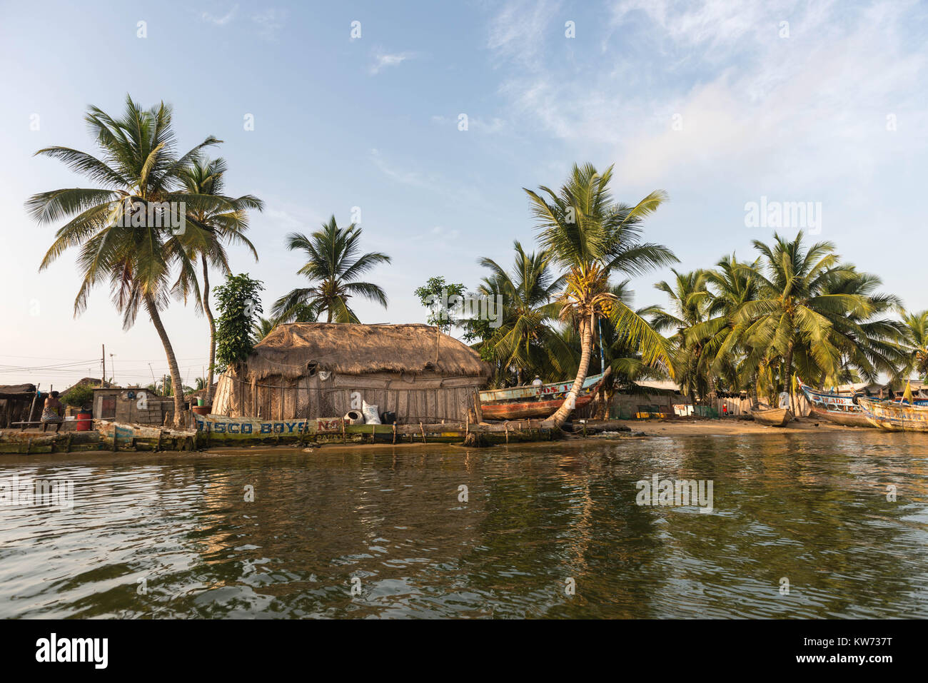 In the village of Ada Foah people live very close to the riverside ...