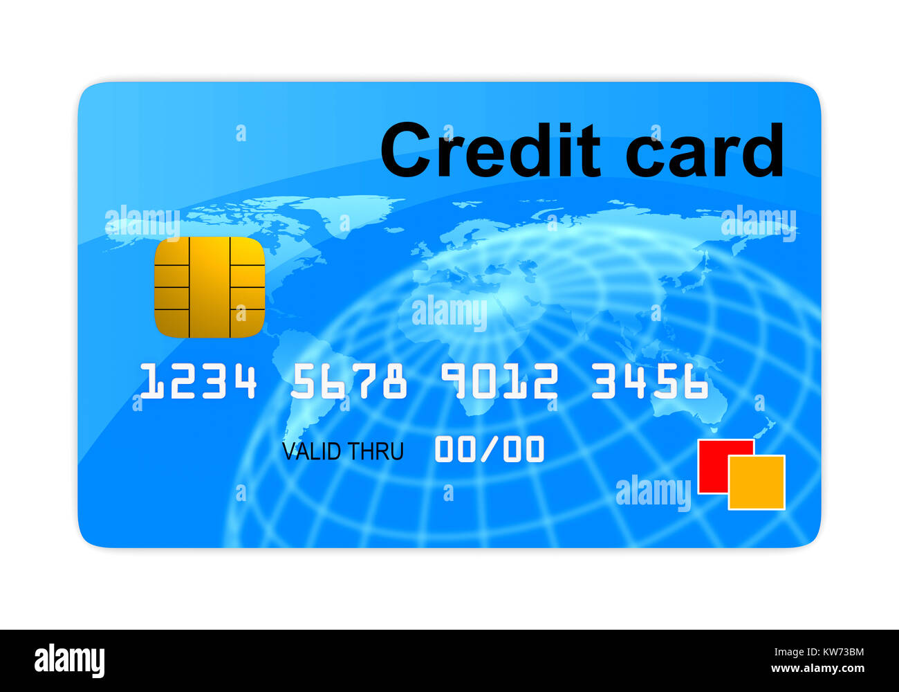 Single Blue Credit Card Isolated on White Background 3D Illustration ...