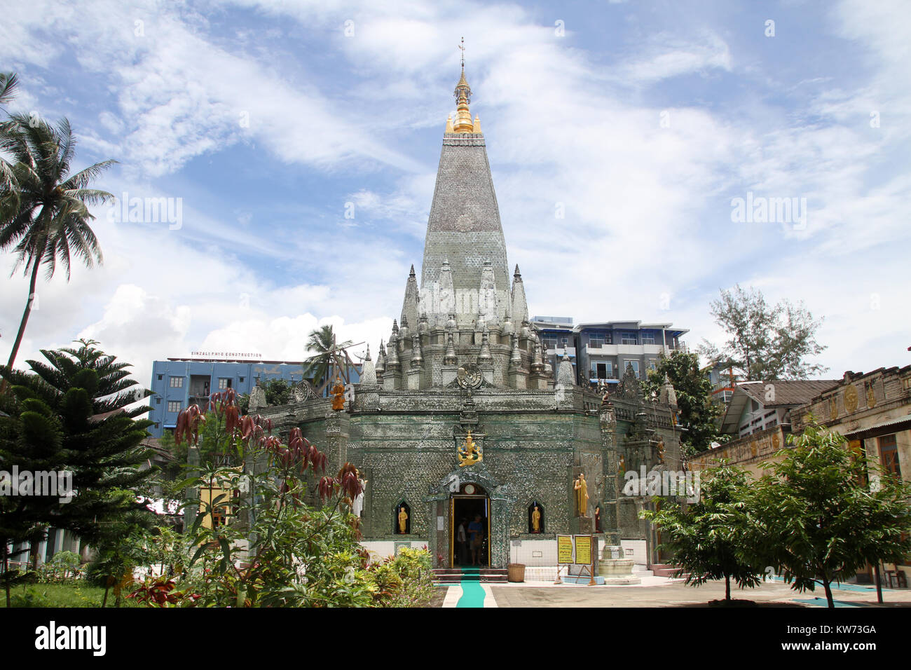 White mirror templepagoda in Yangon, Myanmar Stock Photo - Alamy
