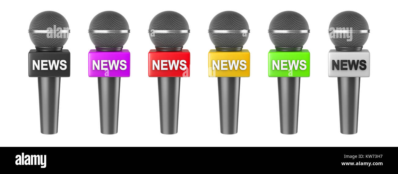 Press News Microphone Series Isolated on White Background 3D ...