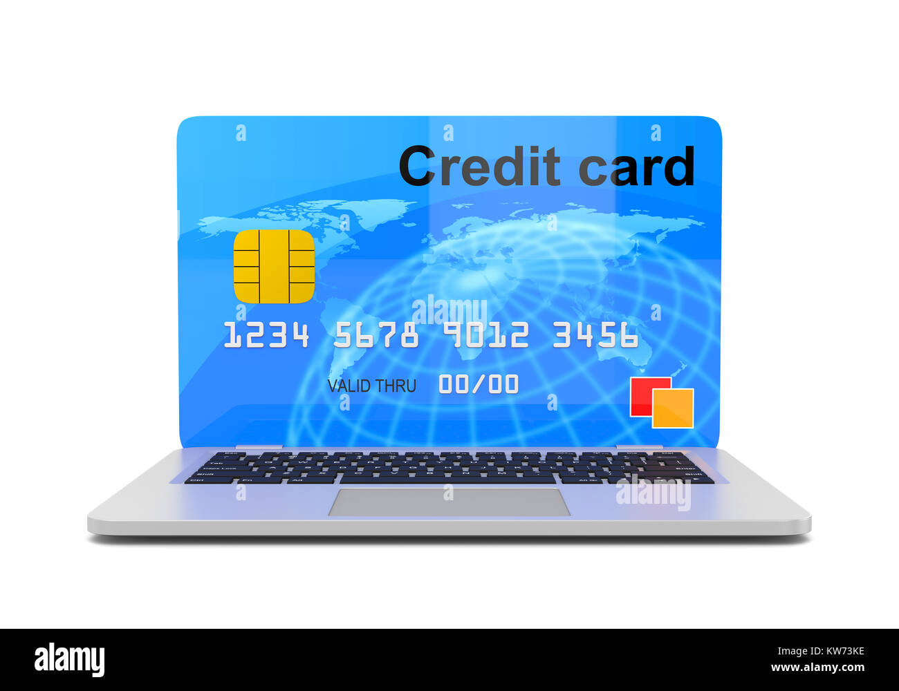 Laptop Computer with a Credit Card Instead of the Screen 3D ...