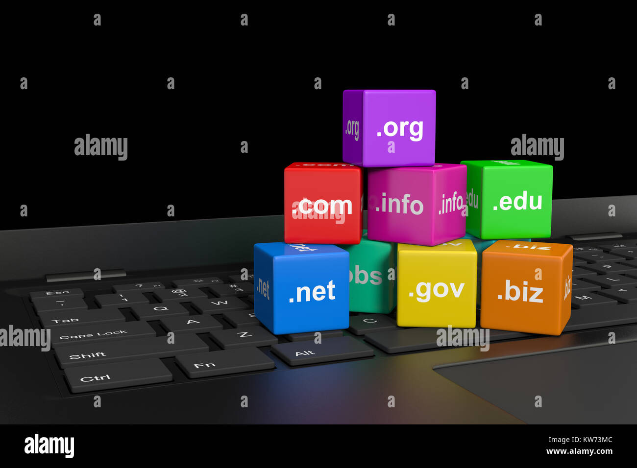 Internet Domain Names Cubes on a Laptop Computer Keyboard 3D ...
