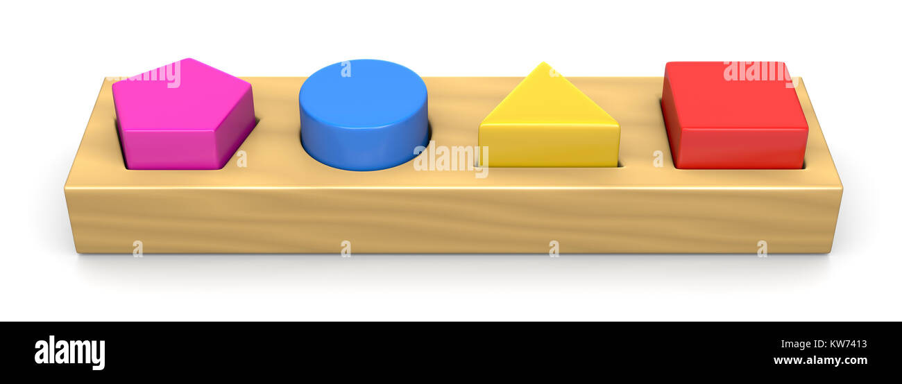 Colorful 3D Geometric Shapes Puzzle Game Illustration on White ...