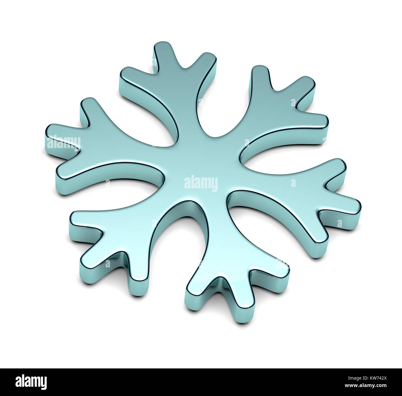 Single Snowflake Metallic Symbol 3D Illustration on White Background ...