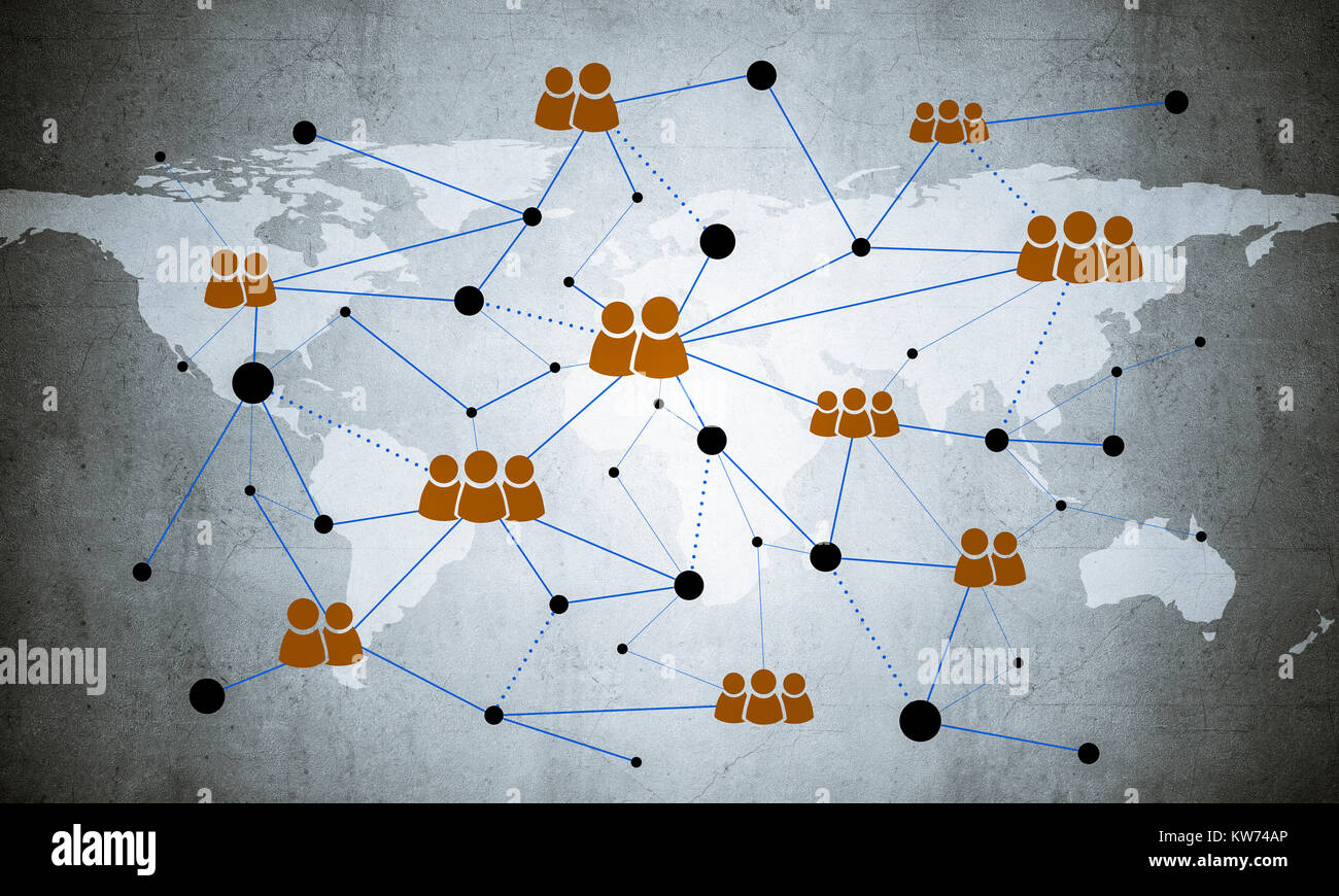 Background image with social connection and networking concept on ...