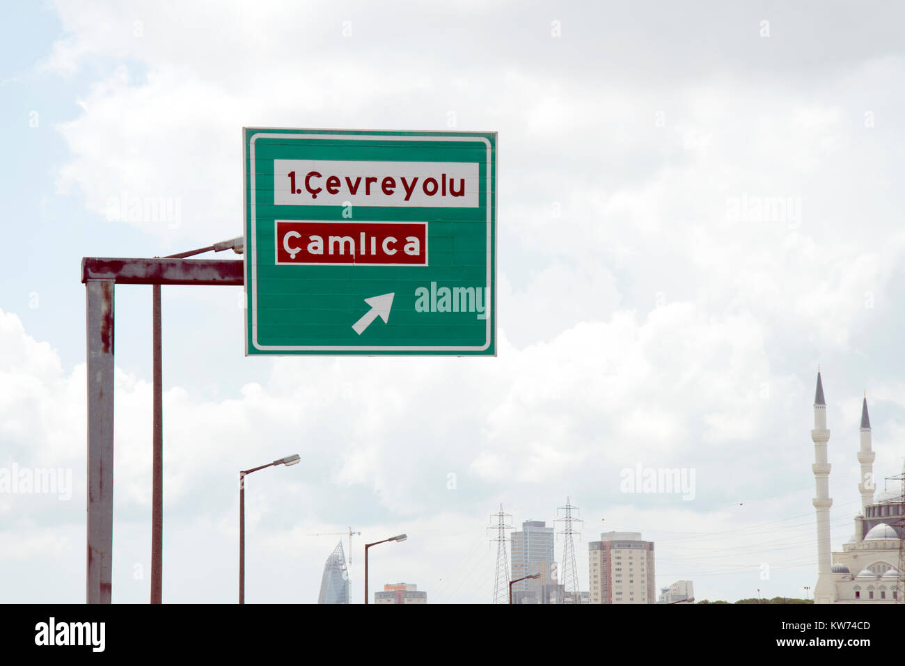 Direction signs on the Anatolian Highway in Istanbul province,Turkey ...
