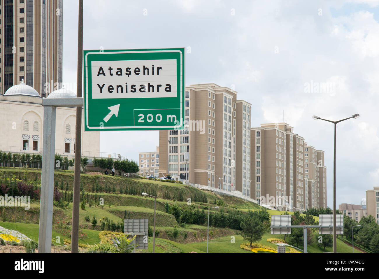 Direction signs on the Anatolian Highway in Istanbul province,Turkey ...